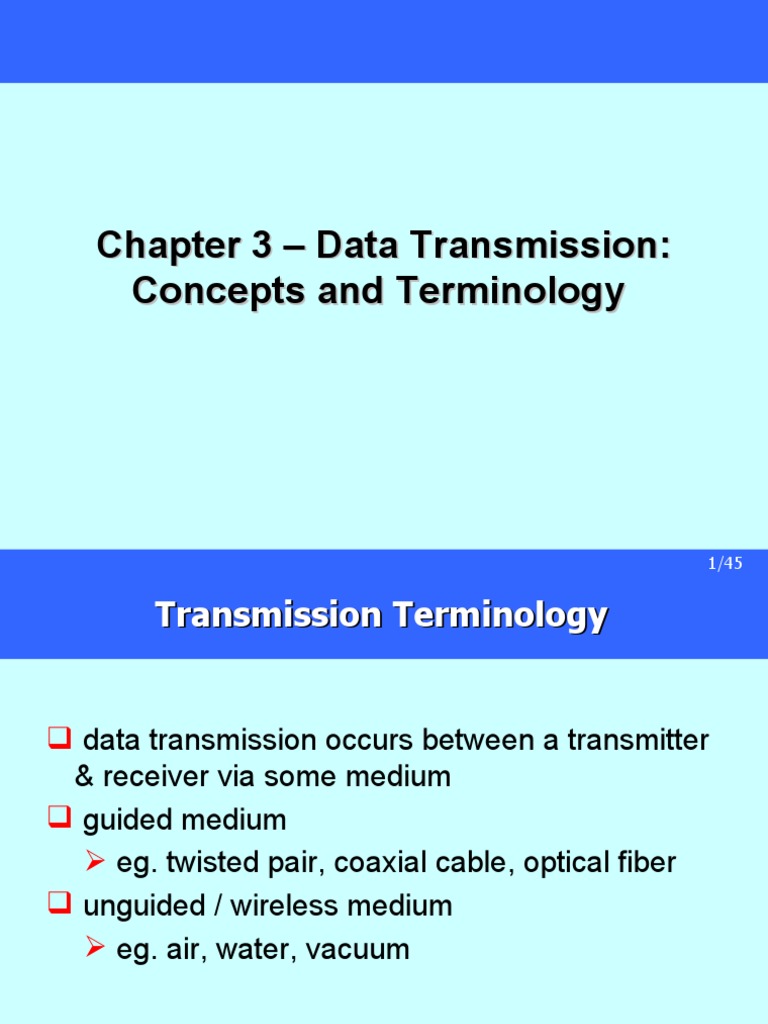 Chapter 3 - Data Transmission: Concepts and Terminology | PDF | Spectral Density | Signal To ...