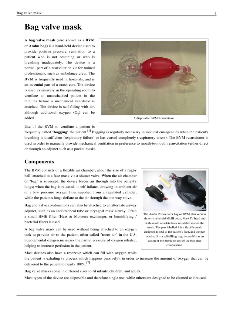 Bag Valve Mask | PDF | Medical Treatments | Pulmonology