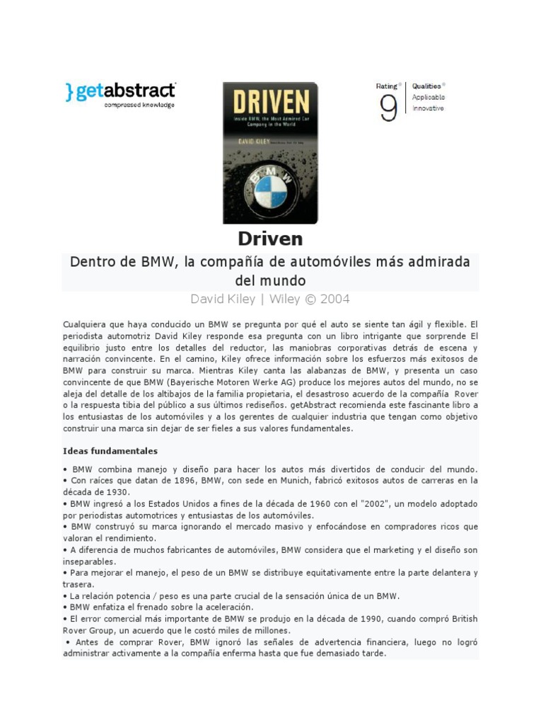 Driven - BMW - David Kiley | PDF | BMW | Vehículo utilitario deportivo