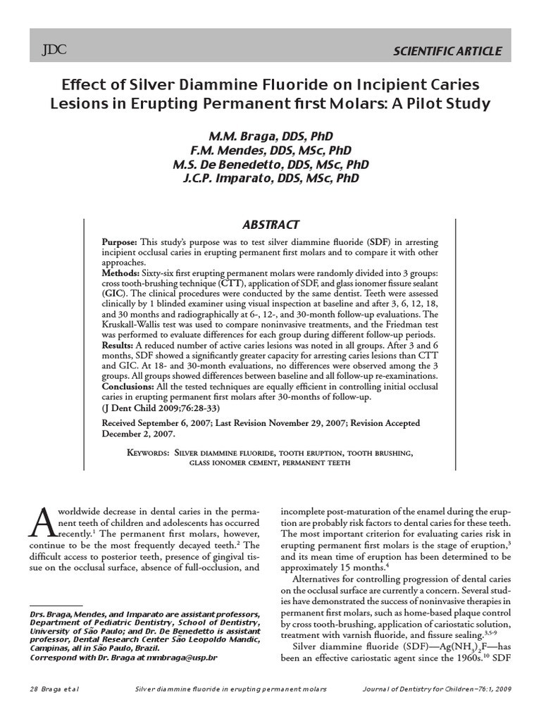 Effect of Silver Diammine Fluoride On Incipient Caries PDF | PDF ...