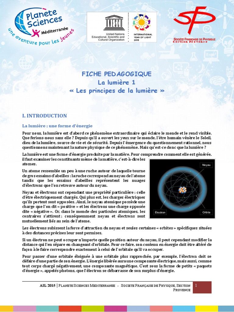 Fiche 5 Les Principes de La Lumière | PDF