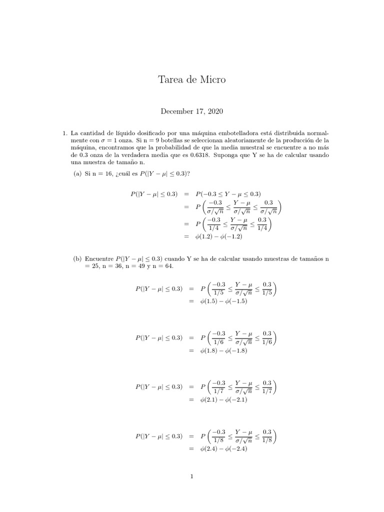Tarea de Micro | PDF | Media | Diferencia