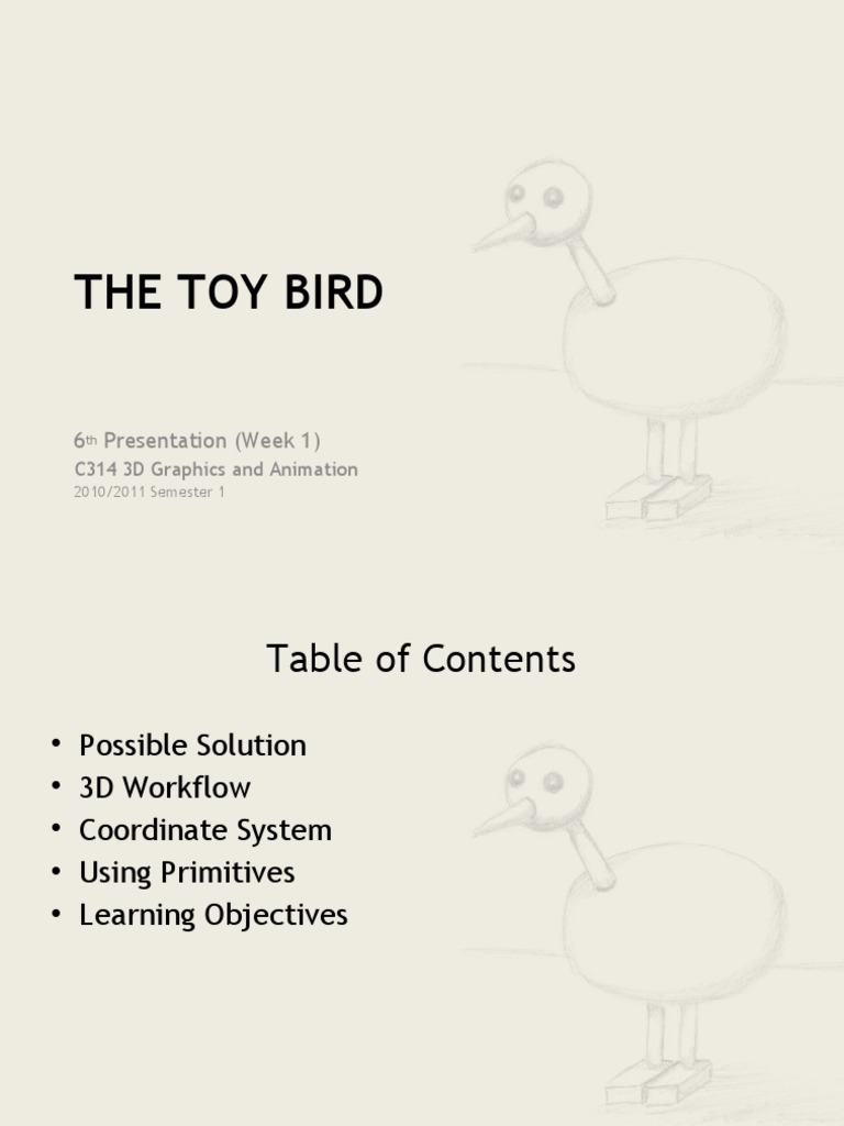 The Toy Bird: 6 Presentation (Week 1) | PDF | Cartesian Coordinate ...