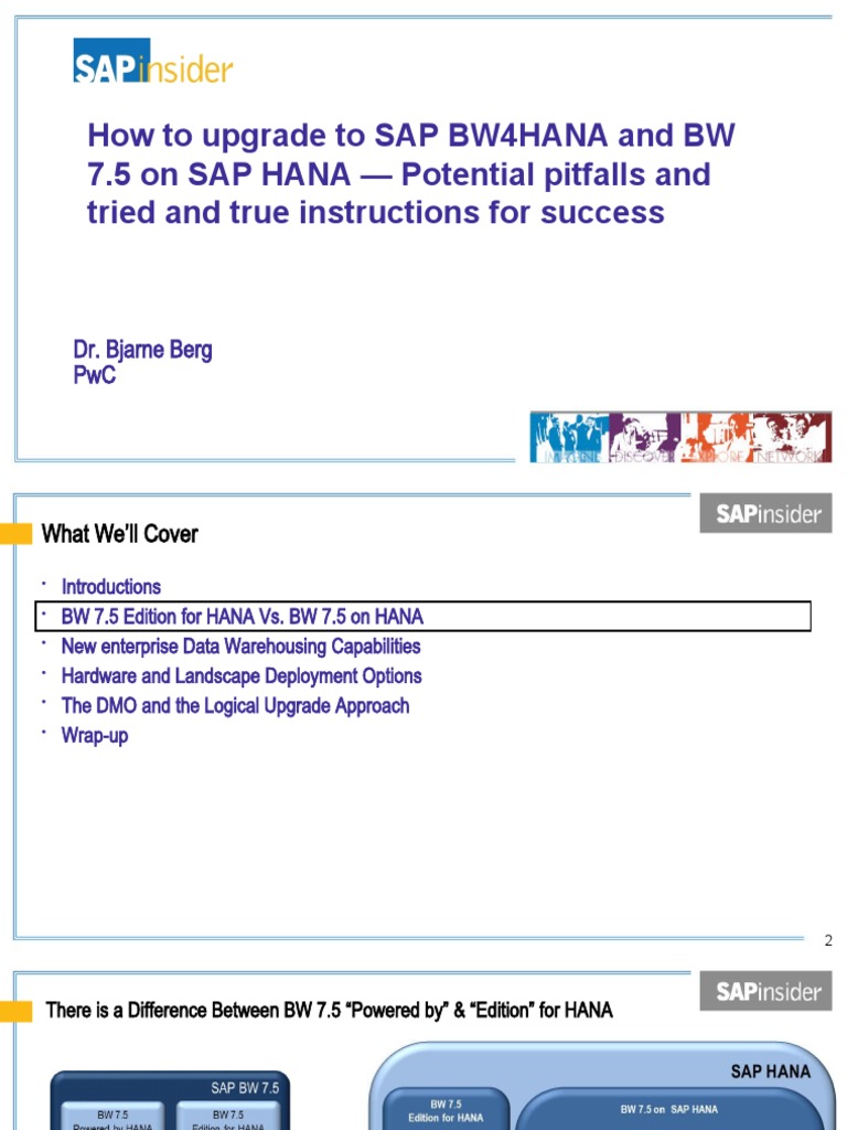 How To Upgrade To SAP BW4HANA and BW 7.5 On SAP HANA - Potential ...