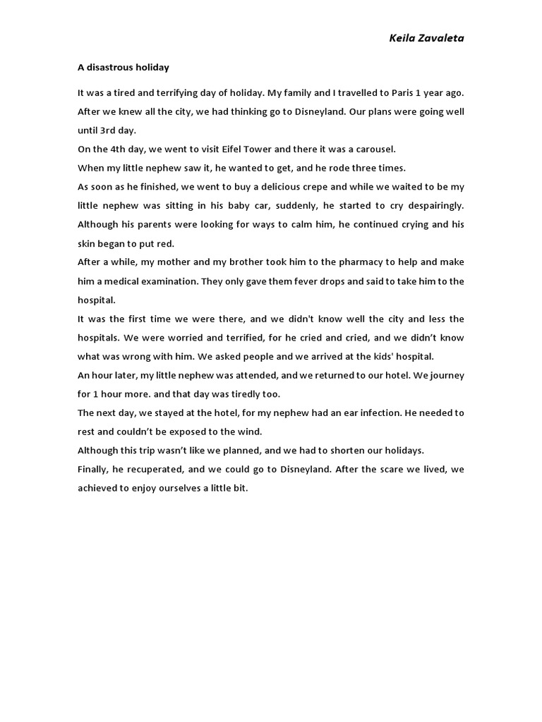 A Disastrous Holiday | PDF
