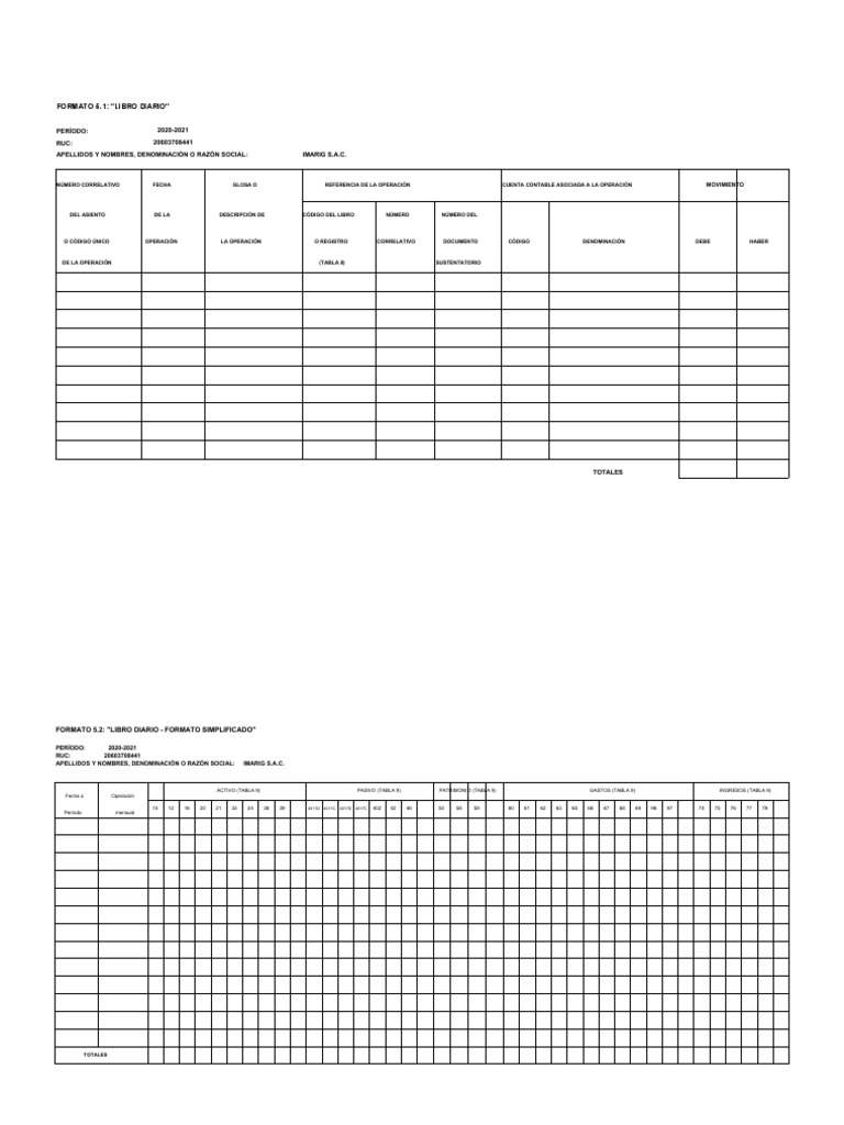 Libro Diario Simplificado | PDF