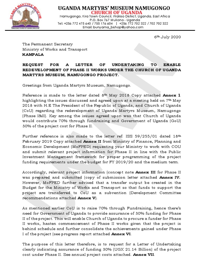 Letter of Undertaking To PS Works | PDF | Uganda | Government