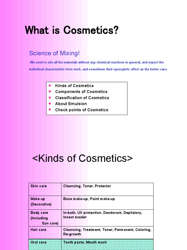 What Is Cosmetics?: Science of Mixing! | PDF