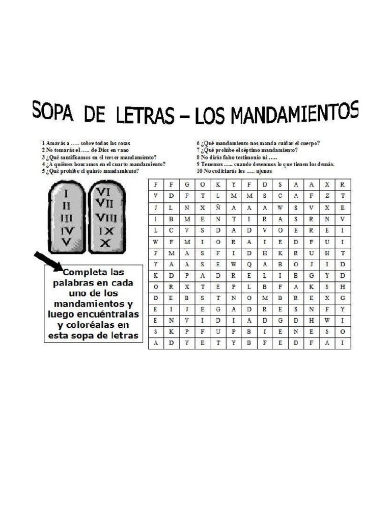 Mandamientos Sopa de Letras | PDF