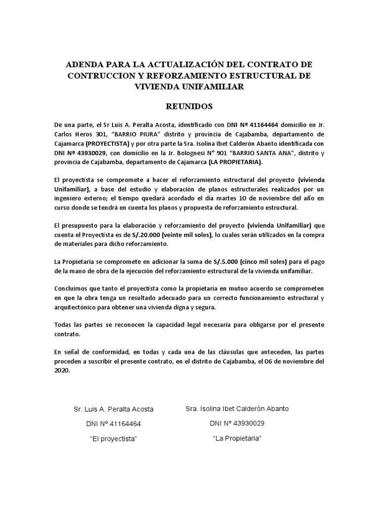 Modelo Adenda A Contrato 2016. Valdecilla | PDF | Derecho