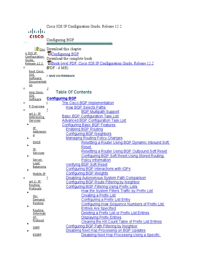 Cisco IOS IP Config Guide 12.2 | PDF | Routing | Router (Computing)