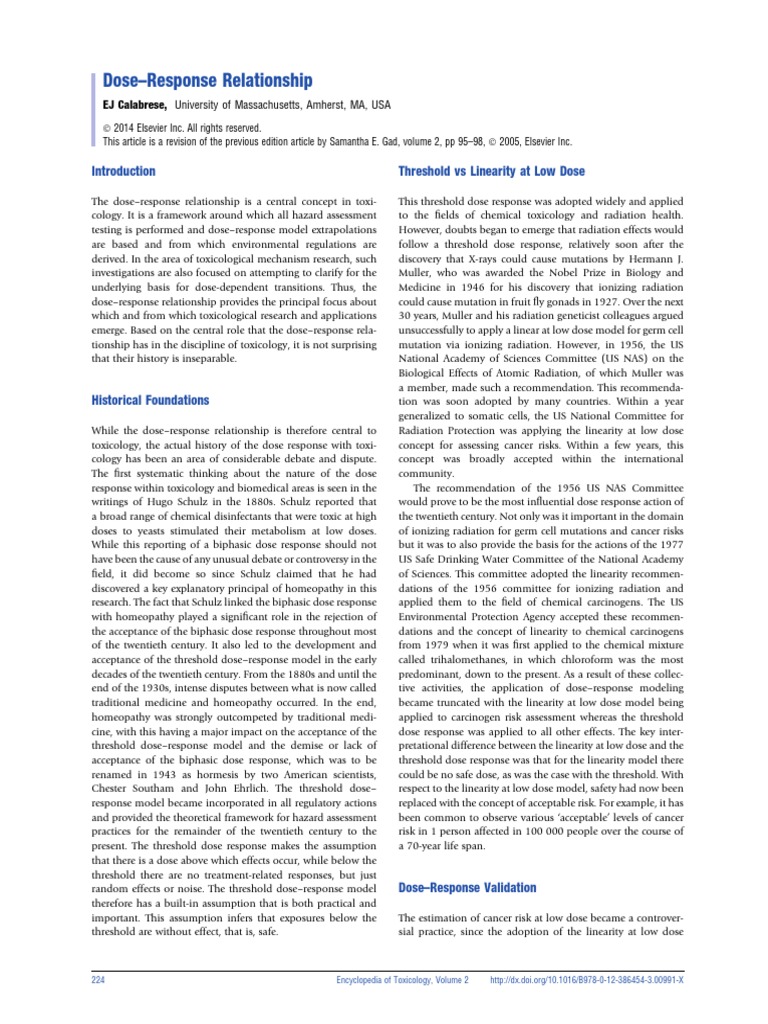 Dose-Response Relationship: Threshold Vs Linearity at Low Dose | PDF ...