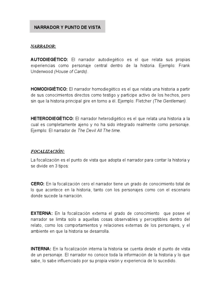 Narrador y Punto de Vista | PDF