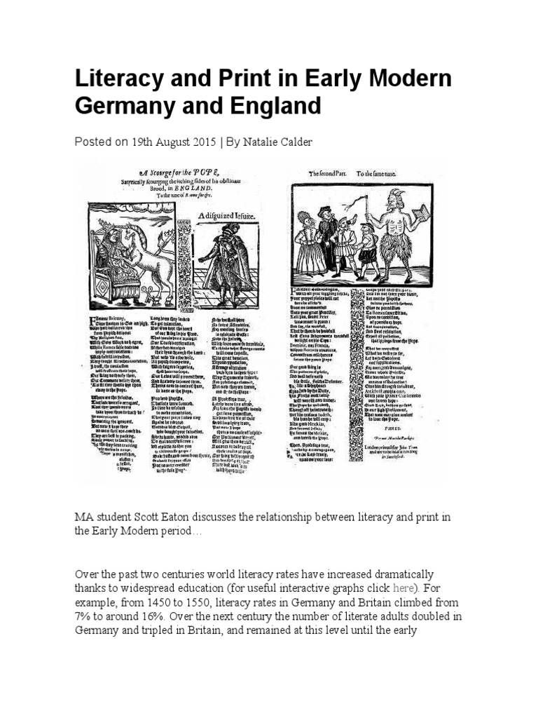 Literacy Rates Print Early Modern Germany England | PDF | Literacy ...