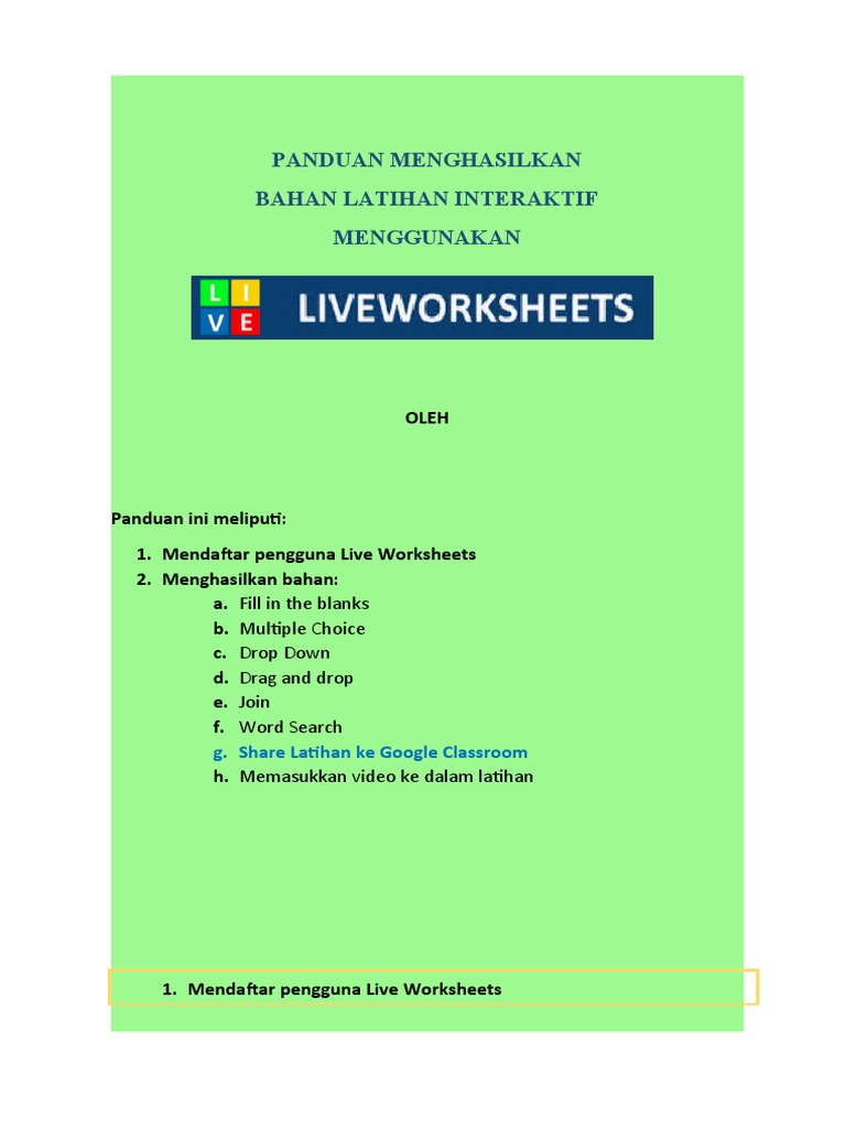 Contoh Liveworksheet Pdf
