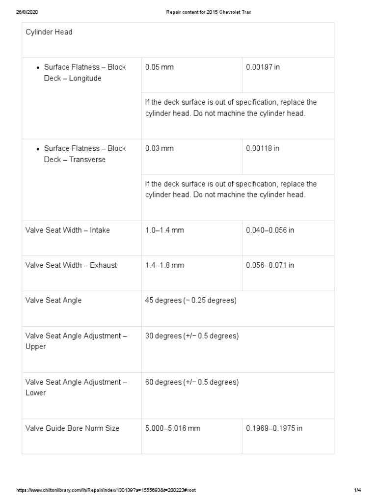 2015 Chevrolet Trax Repair Specifications | PDF | Propulsion | Vehicle ...