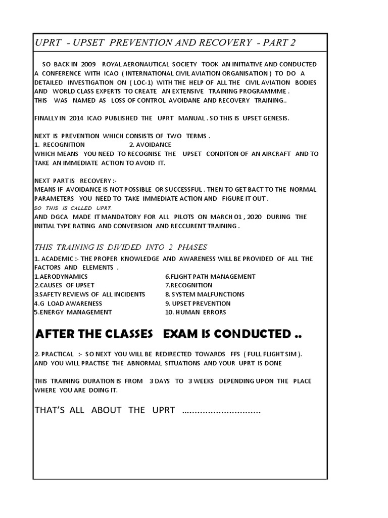 An Overview of the ICAO's Upset Prevention and Recovery Training (UPRT ...