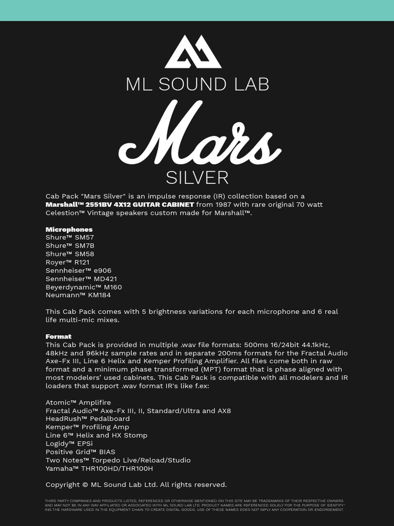 ML Sound Lab - Mars Silver Cab Pack PDF | PDF