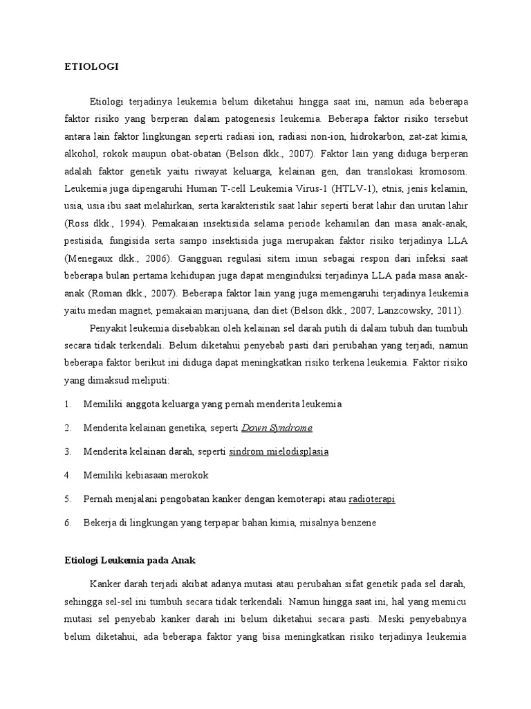 Faktor Risiko Leukemia pada Anak | PDF