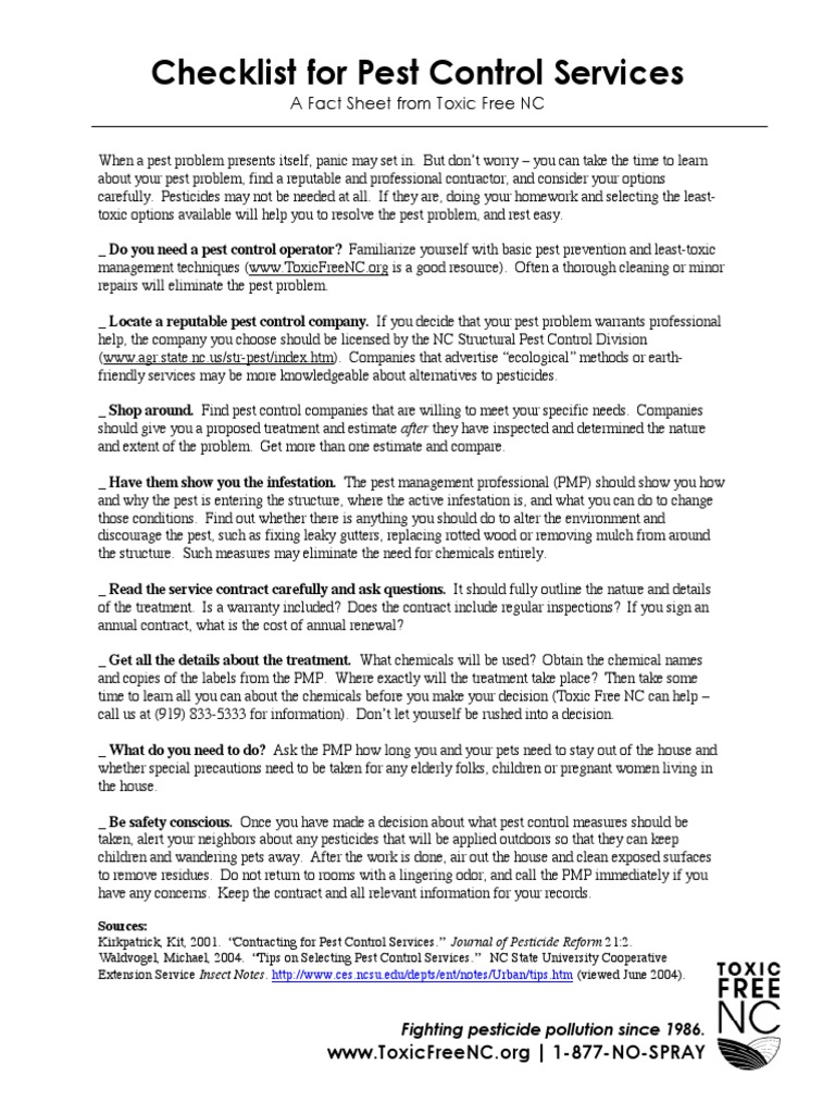 Checklist | PDF | Pest Control | Pesticide