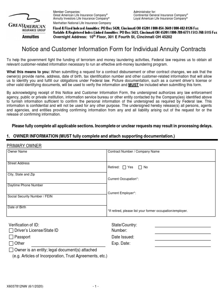 Great American Forms FILL OUT 2020 | PDF | Annuity (American) | Insurance