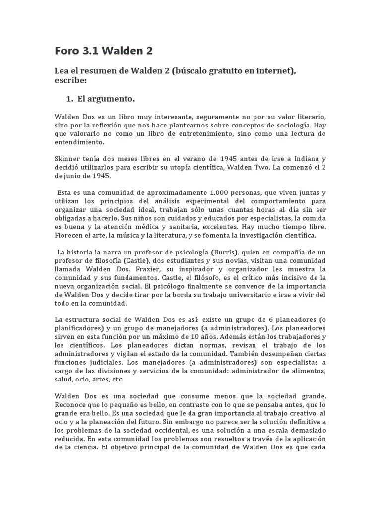 Foro 3 WALDEN DOS | PDF | Conceptos psicologicos | Science