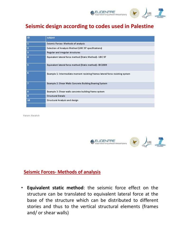 Seismic Design According To Codes Used in Palestine (Compatibility Mode) | Download Free PDF ...