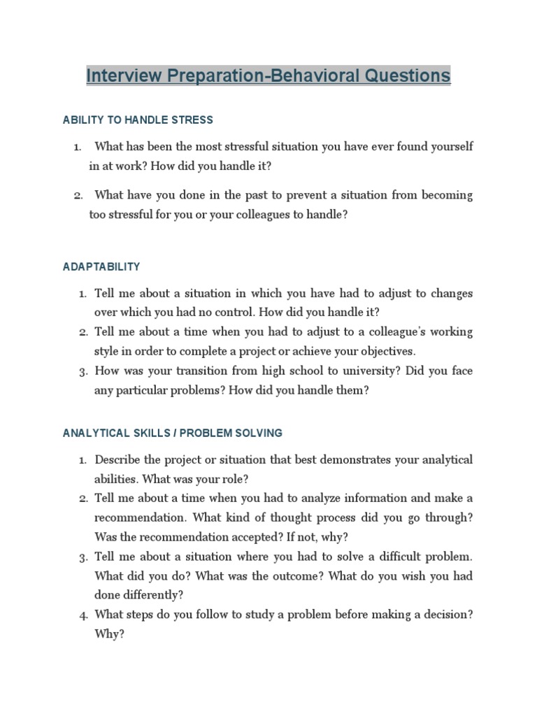 Mock Interview Questions | PDF | Integrity | Goal