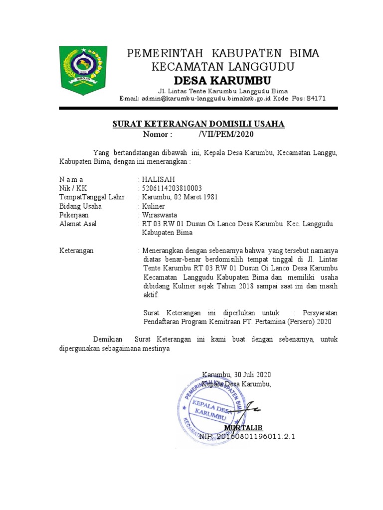 Surat Keterangan Desa | PDF