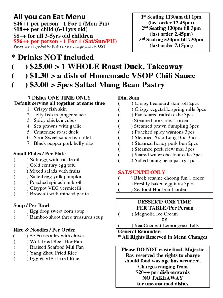 All You Can Eat Menu: $56++ Per Person - 1 For 1 (Sat/Sun/PH ...