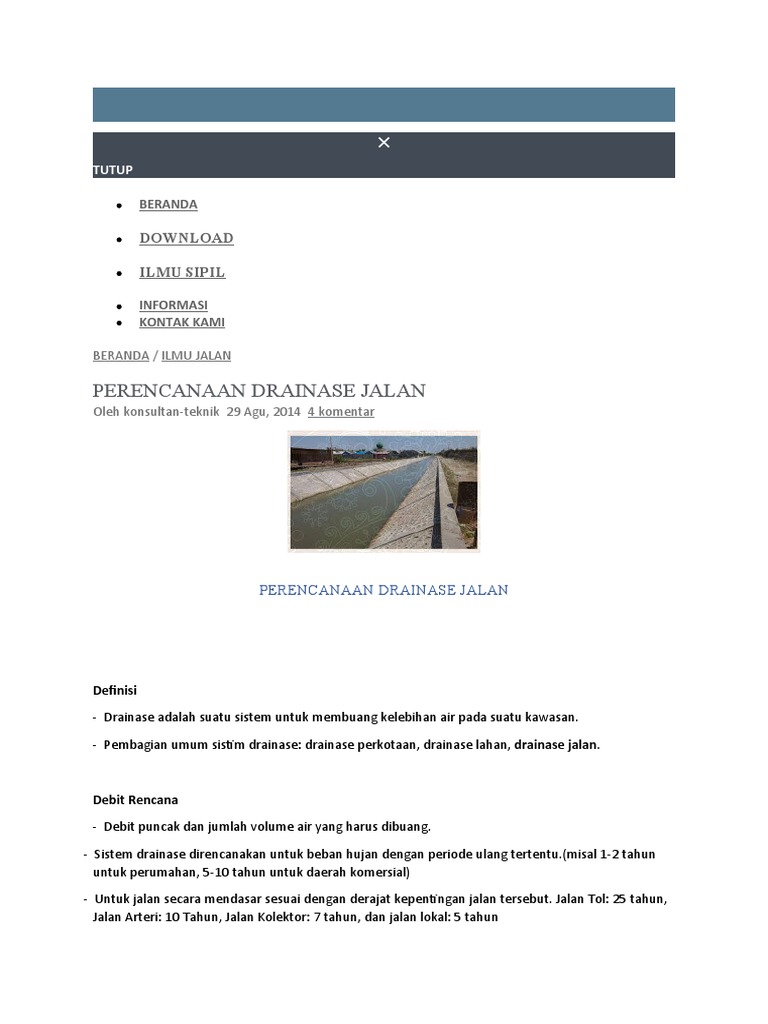 Perencanaan Drainase Jalan | PDF