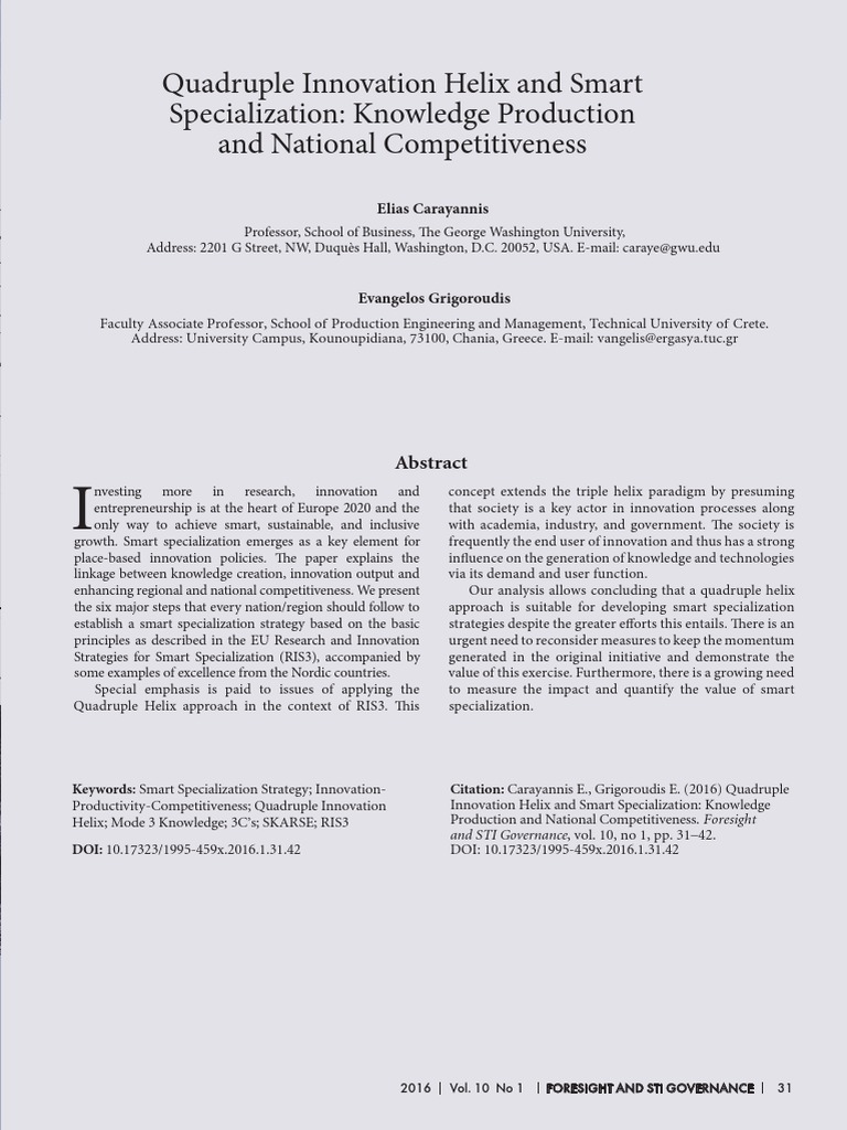 Quadruple Innovation Helix and Smart Specialization Knowledge ...