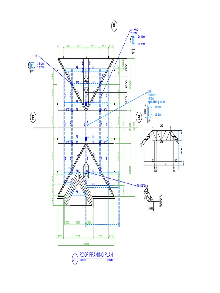 Roof Framing Plan: AB1 AB2 Typical - 2 Ø 12mm - 2 Ø 12mm | PDF