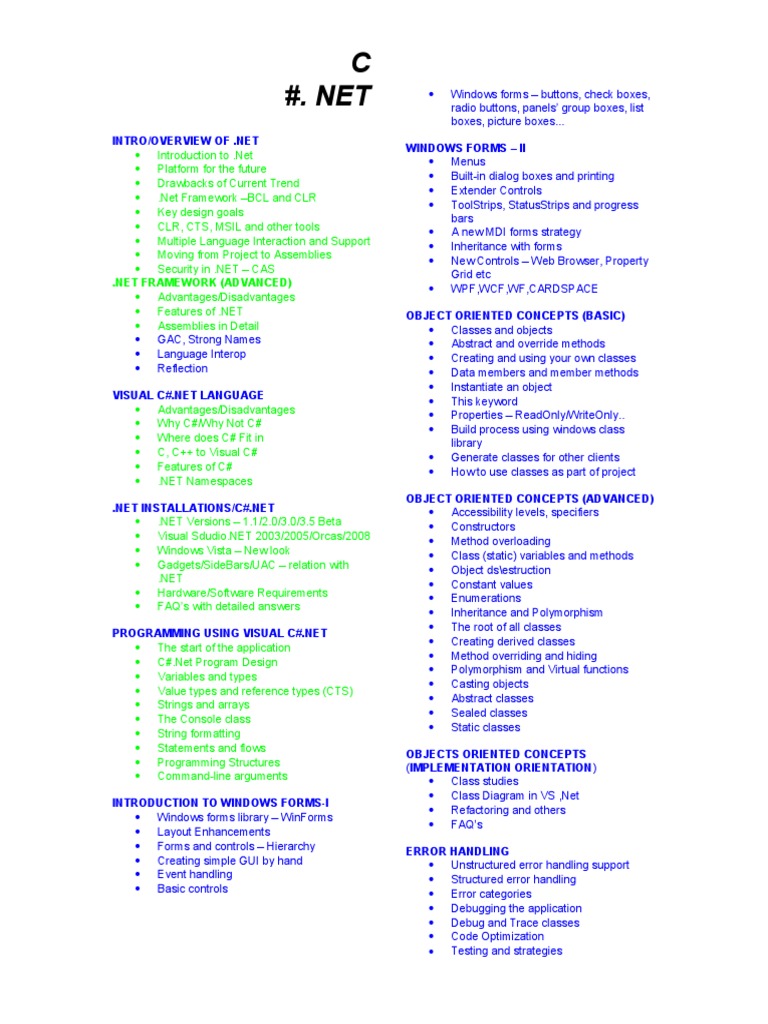 C #. Net | PDF | Class (Computer Programming) | C Sharp (Programming Language)