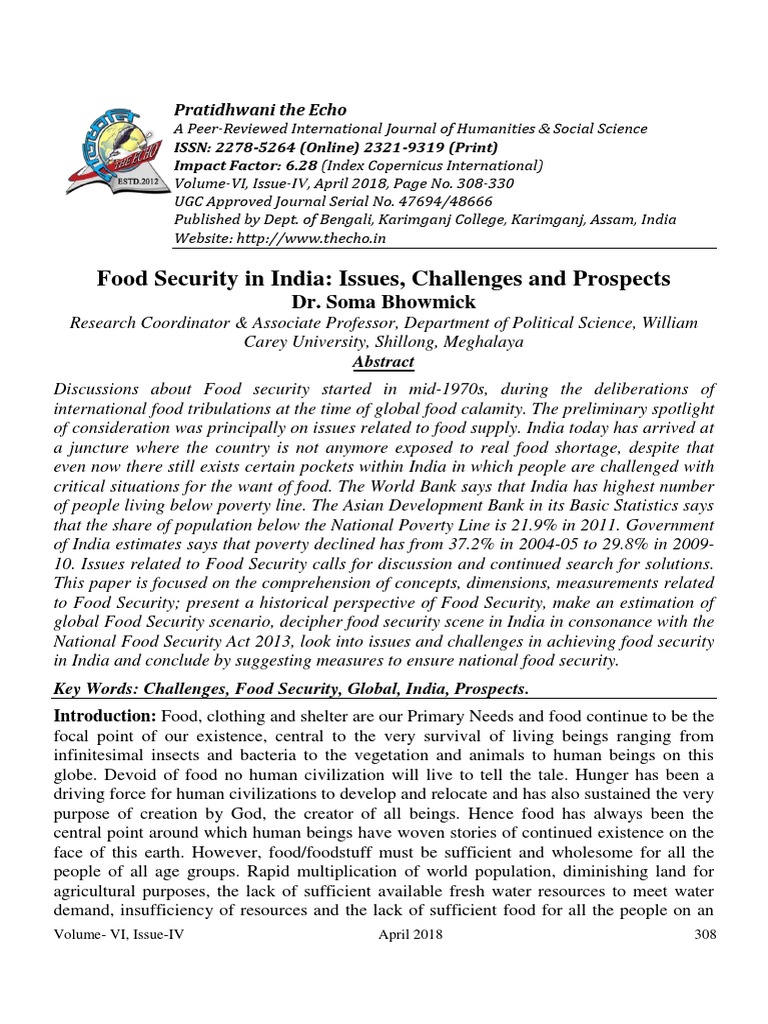 Food Security in India: Challenges & Solutions | PDF | Food Security ...