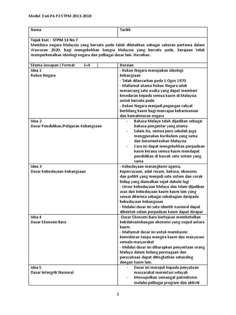 Modul Esei STPM PA Semester2 2013-2018 | PDF