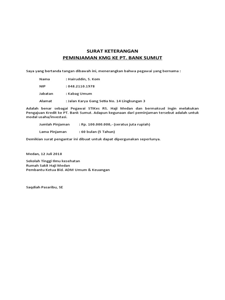 SURAT Bank Sumut | PDF