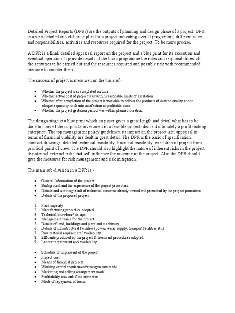 DPR Sample Detailed Project Report | PDF | Electric Power Transmission ...
