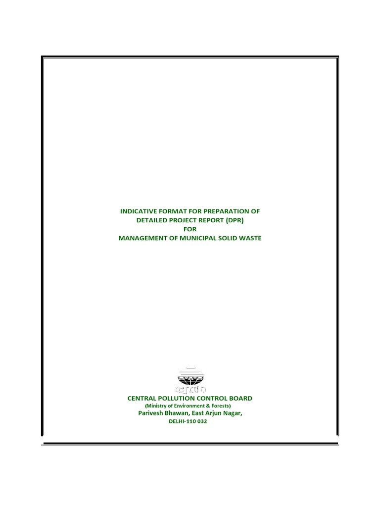Indicative Format For Preparation of Detailed Project Report (DPR) FOR ...