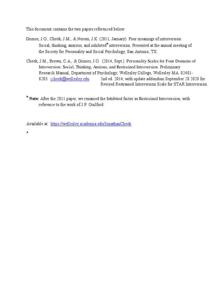 Four Meanings Of Introversion Social Thi Pdf Pdf Extraversion And