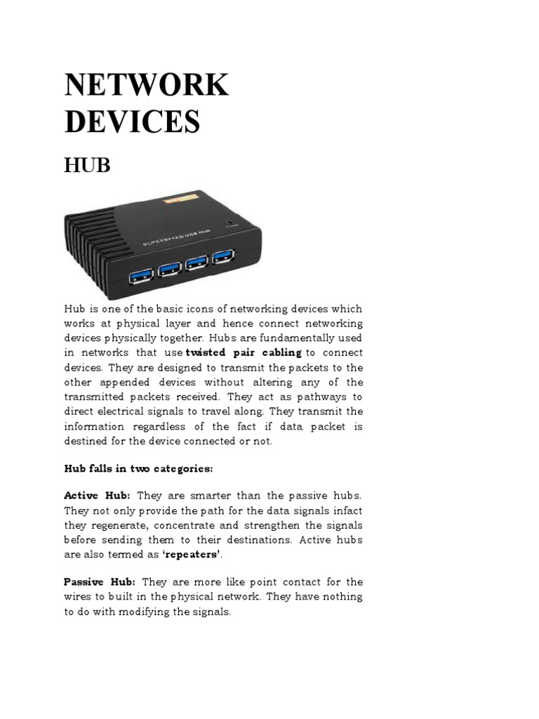 Understanding Network Devices: Hubs, Switches, Bridges | PDF | Network ...