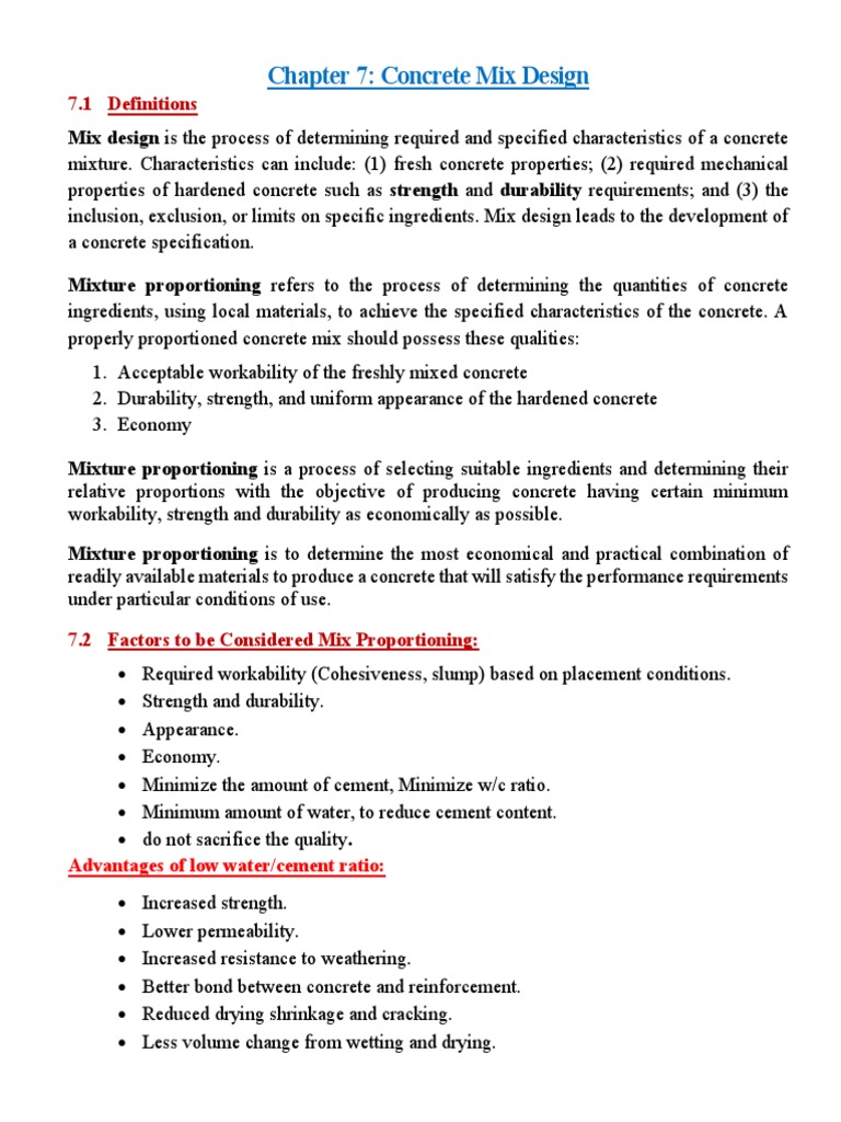 A Comprehensive Guide to Concrete Mix Design and Proportioning | PDF ...