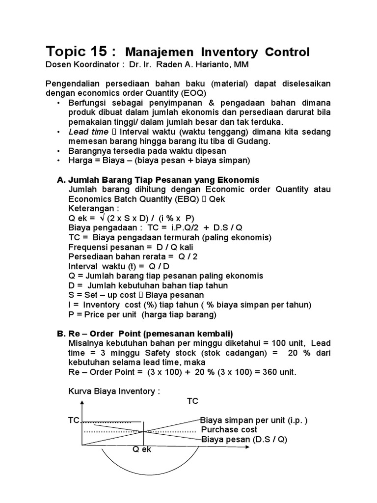 Topic 15 Inventory Control | PDF