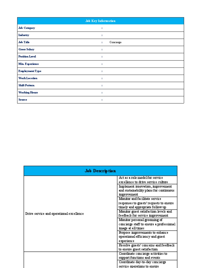 Concierge Job Description and Requirements | PDF | Competence (Human ...