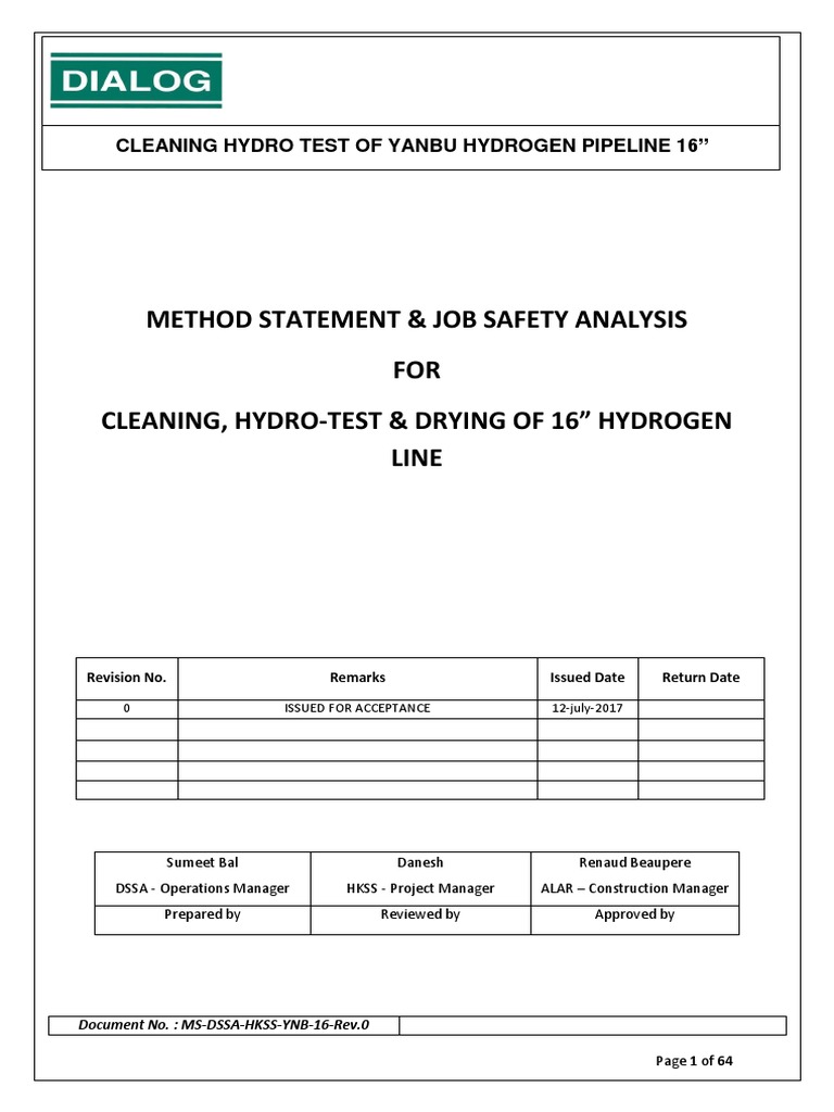 MS-HKSS-Pigging Testing Drying Rev A - YNB 16'' | PDF | Pipeline ...