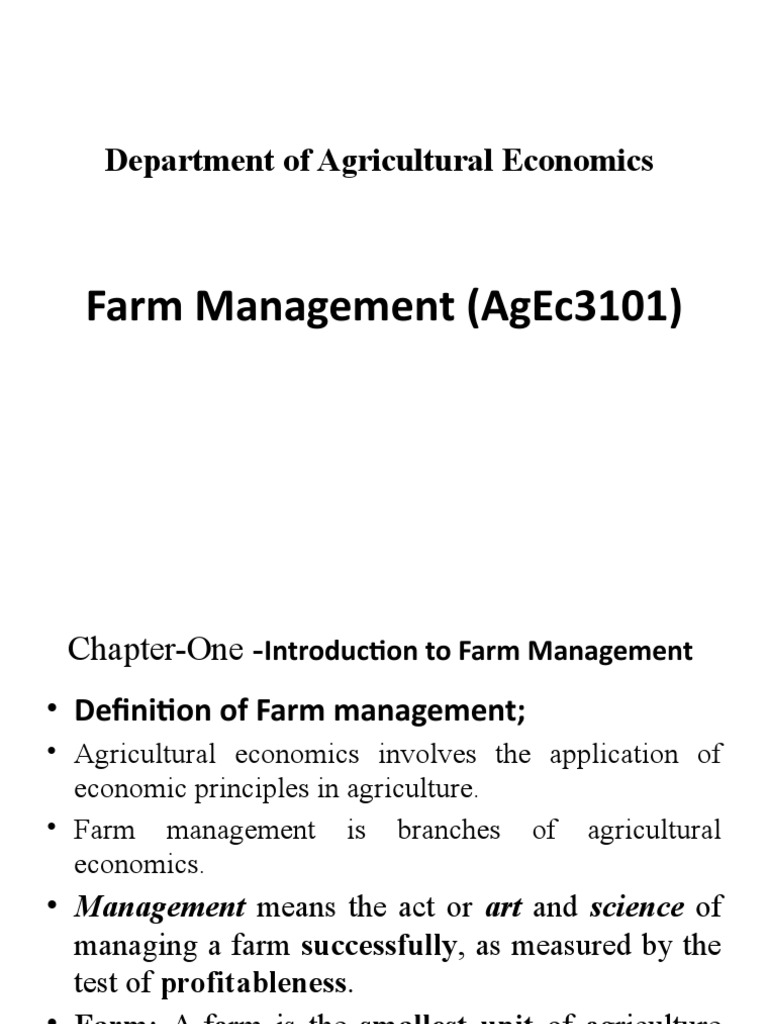 Farm Management (Agec3101) : Department of Agricultural Economics | PDF ...