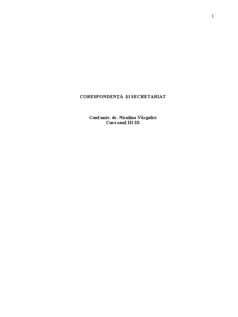 Corespondenta Si Secretariat | PDF