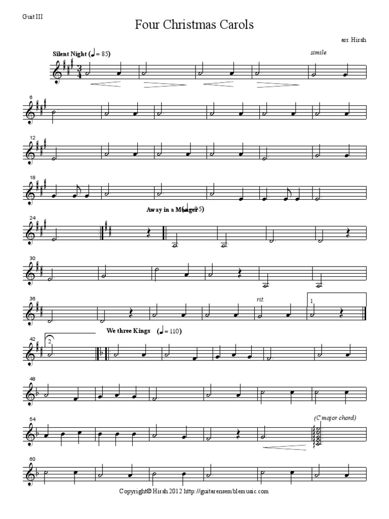 Four Christmas Carols S Score and Parts | PDF | Christmas Songs ...