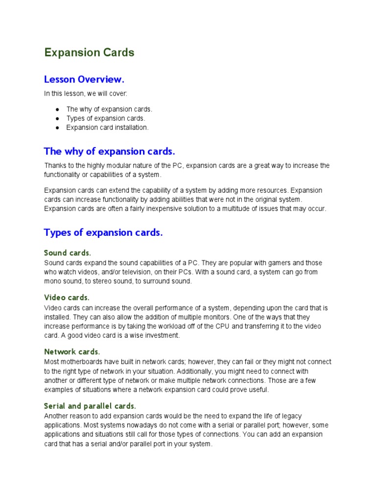 PC Expansion Cards Guide | PDF | Usb | Modem