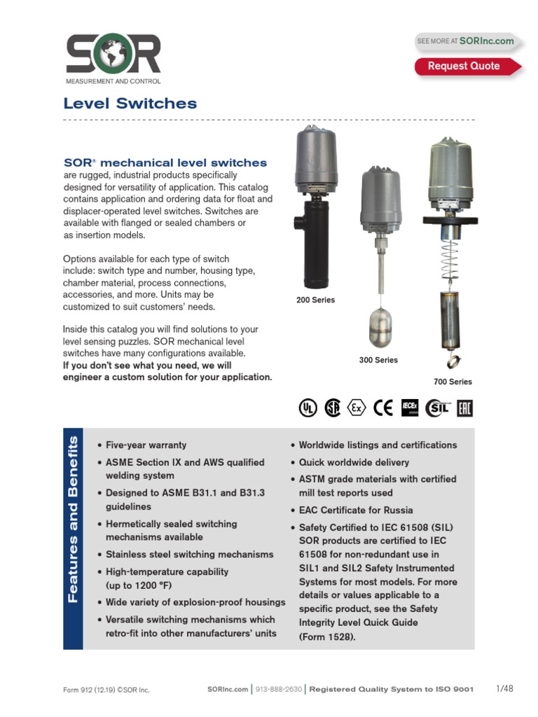 Brosur Level-Switches SOR - 730 | PDF | Switch | Buoyancy